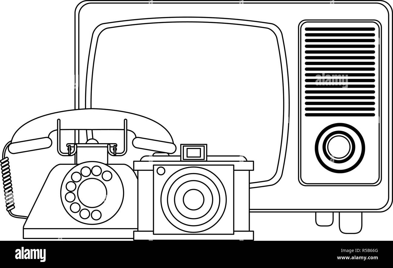 Vintage media technology black and white Stock Vector Image & Art - Alamy