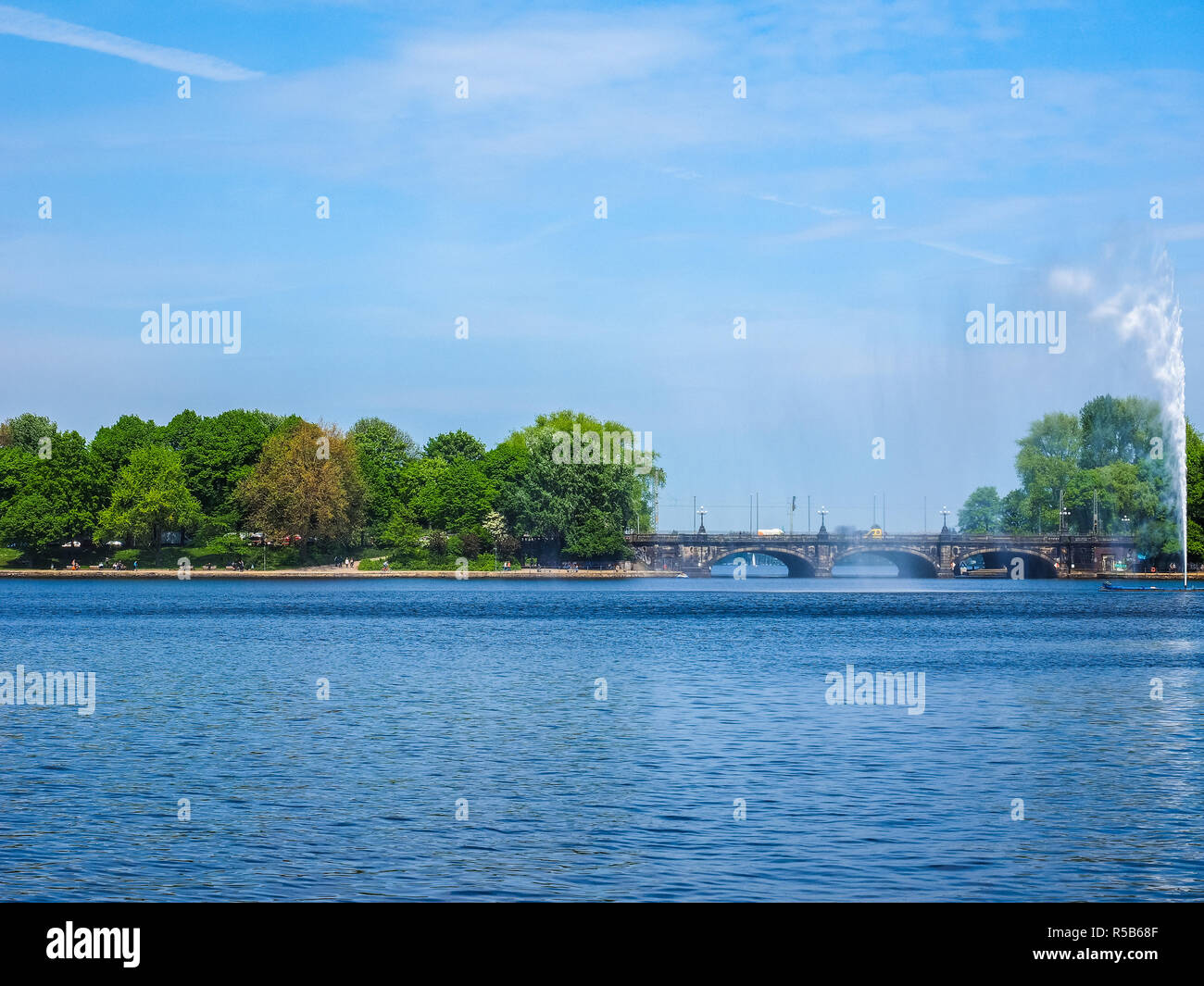 Alsterfontaene (Alster Fountain) at Binnenalster (Inner Alster lake) in ...