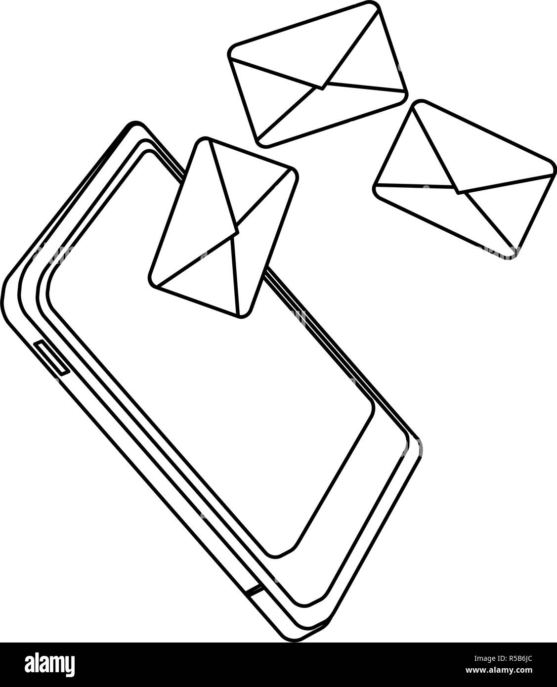 Smartphone email sending black and white Stock Vector Image & Art - Alamy