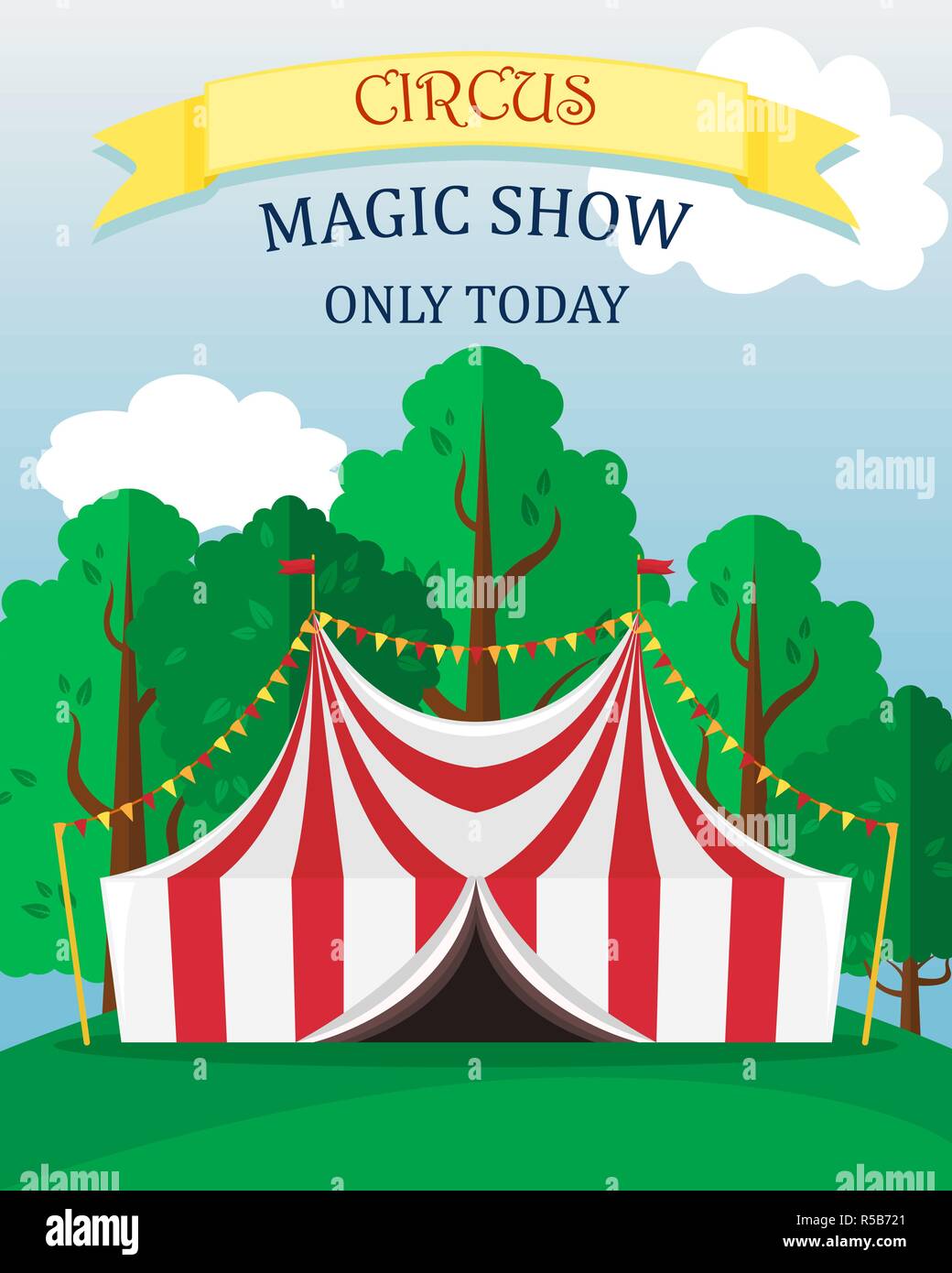 Bright poster circus performance with a tent. Isolated flat vector ...