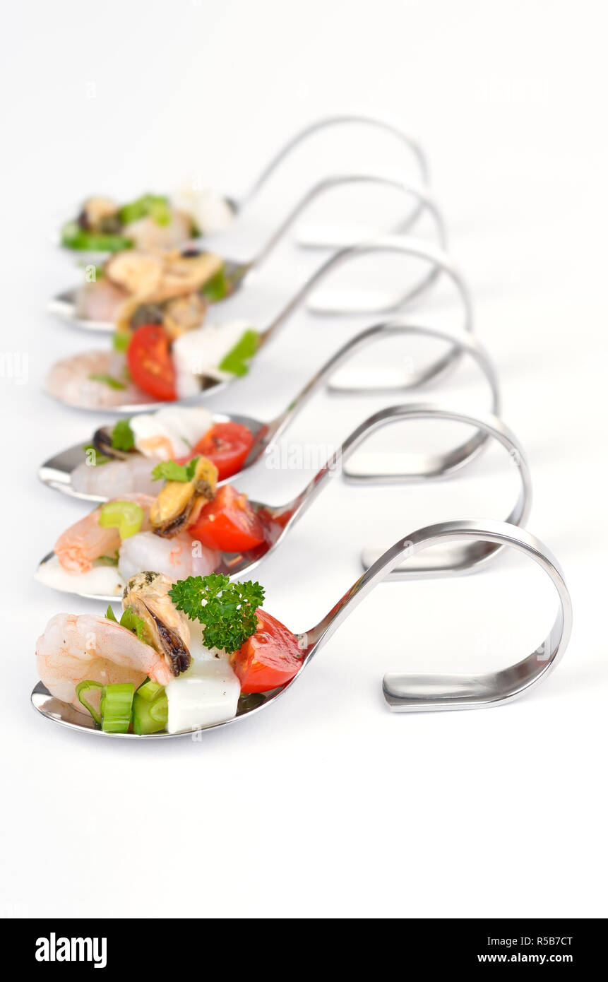 Finger food on spoon hi-res stock photography and images - Alamy