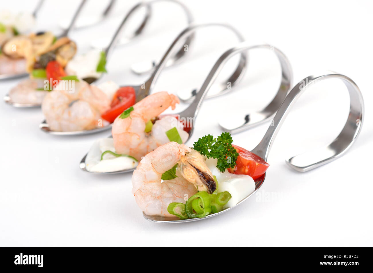 Finger food on spoon hi-res stock photography and images - Alamy