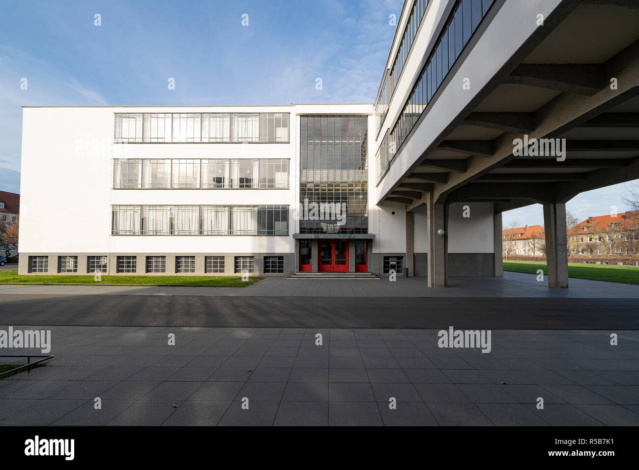 Bauhaus architecture at the School of Design at Dessau, Germany Stock ...