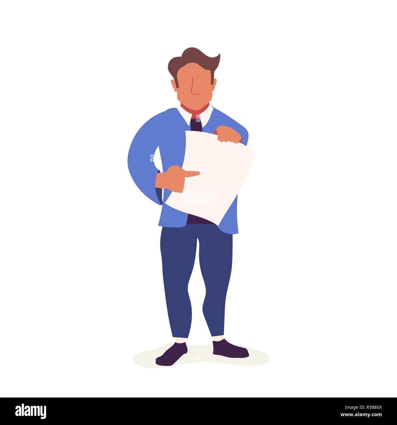 Typical office chief with blank document, modern character in trendy ...