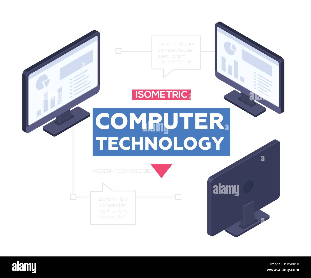 Computer technology concept - modern vector isometric illustration ...