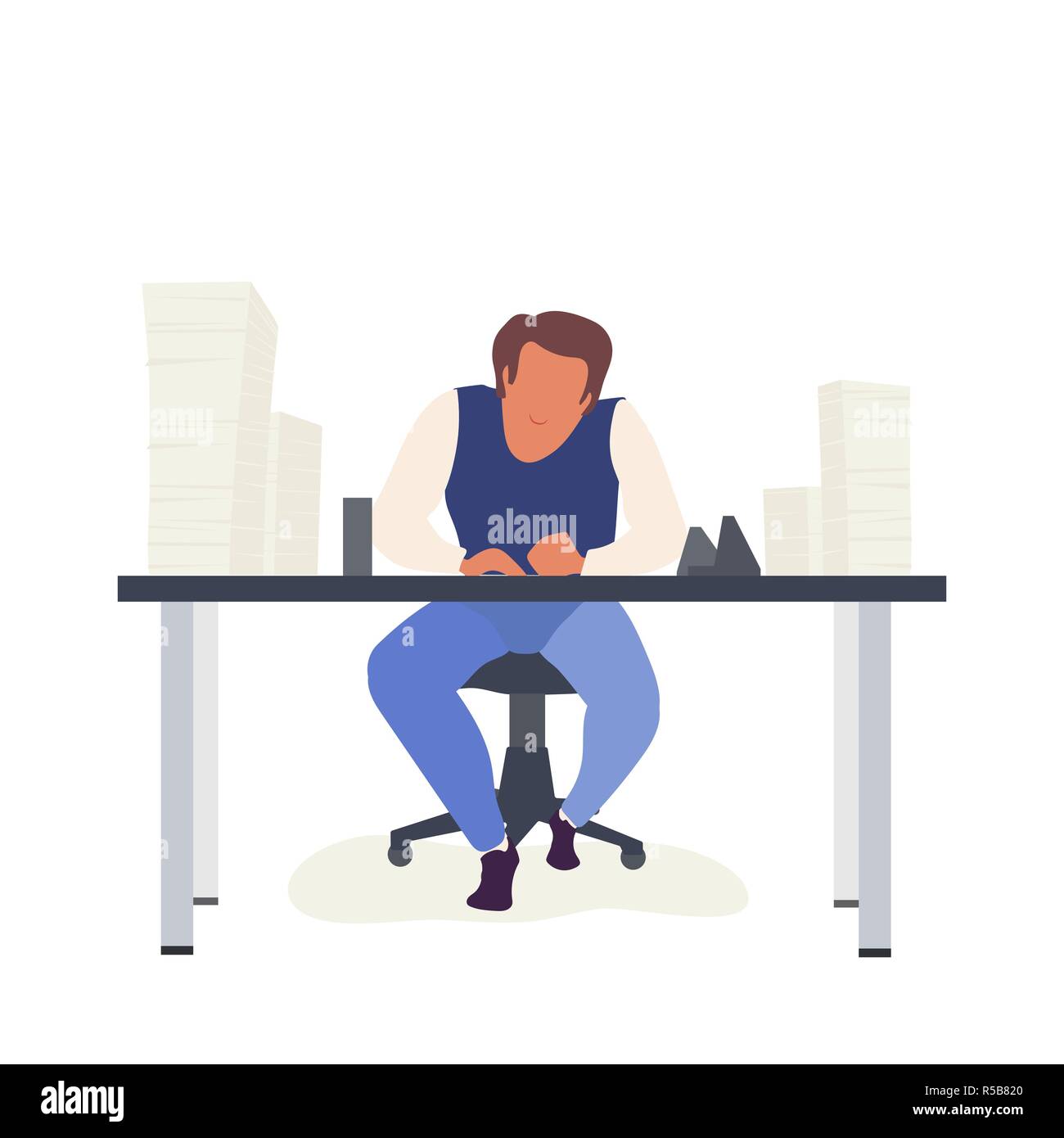 Typical office manager with lots of documents on the table, modern ...