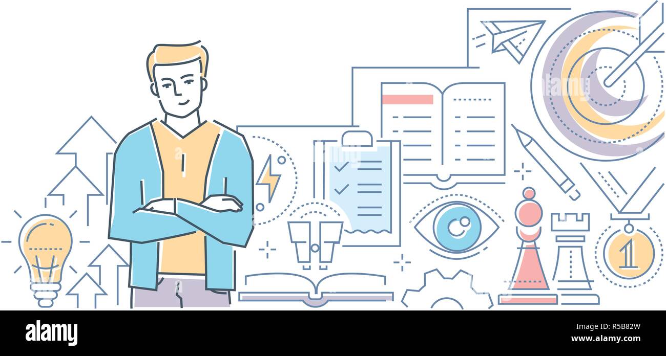 Personal development - modern line design style vector illustration ...