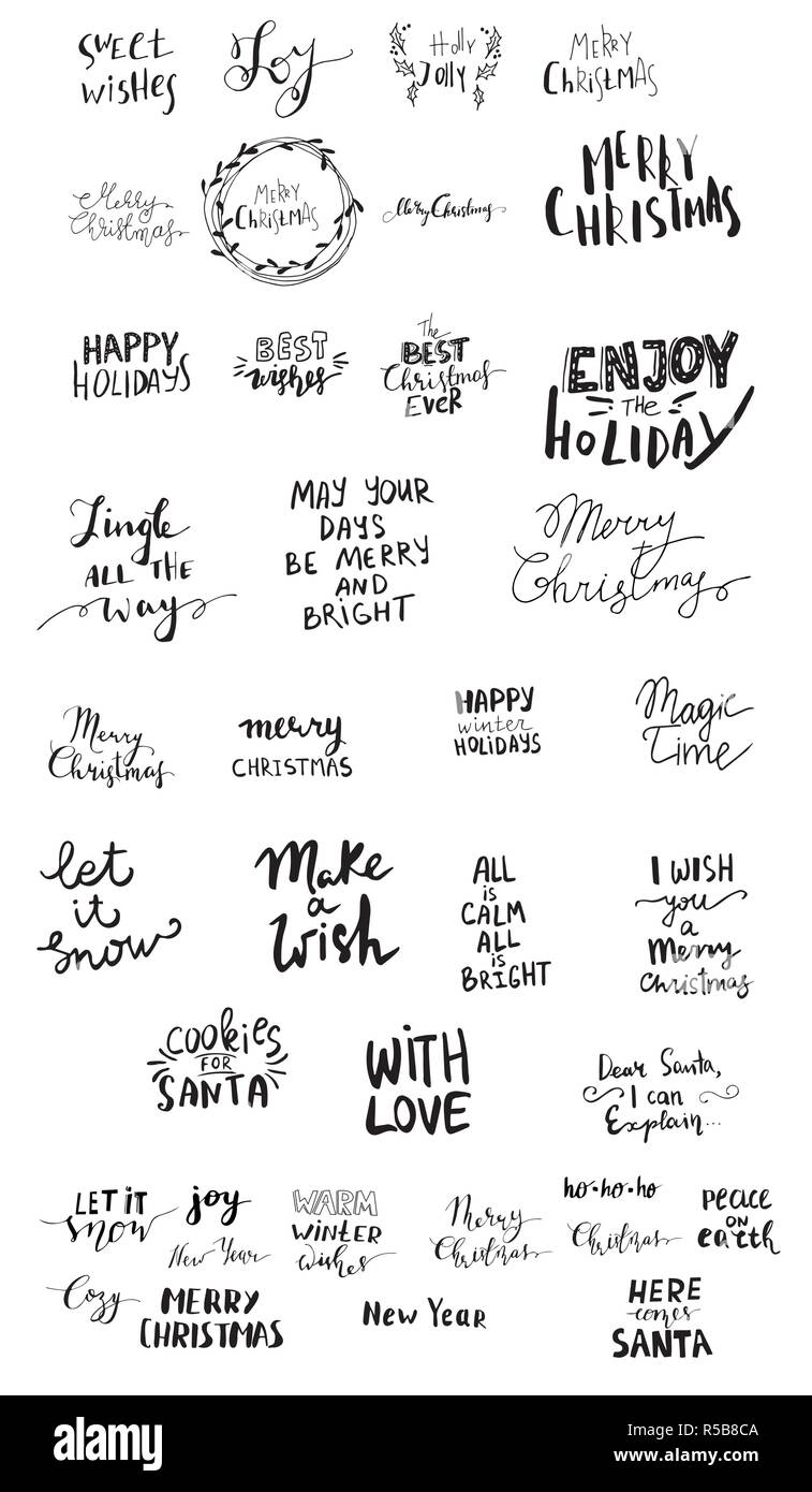 Set of Christmas lettering handwritten Stock Vector Image & Art - Alamy
