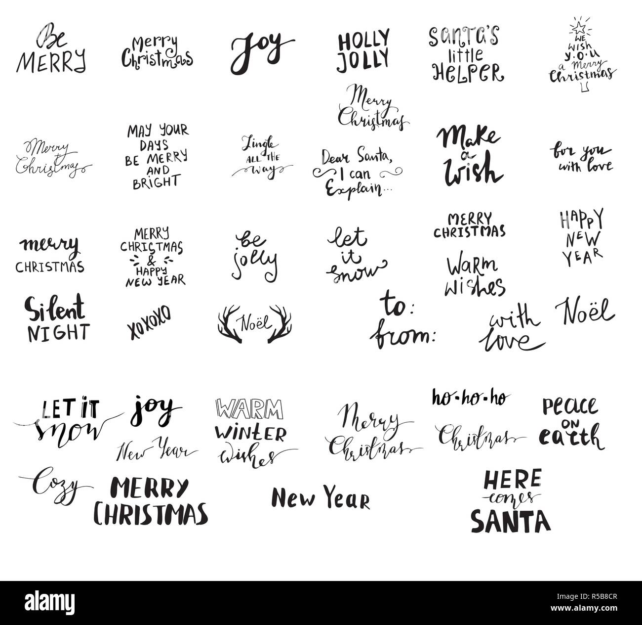 Set of Christmas lettering handwritten Stock Vector Image & Art - Alamy