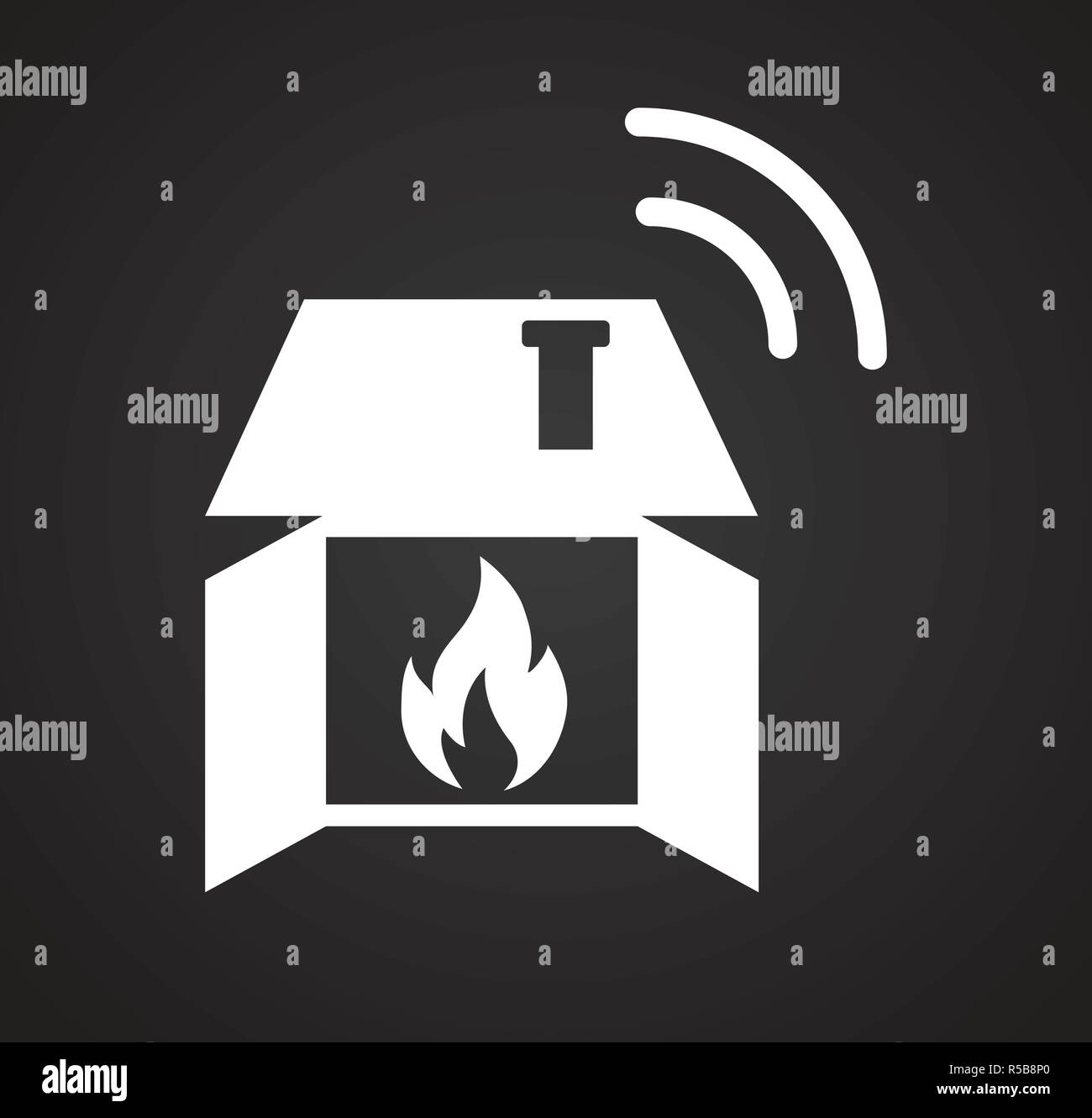 Smart fire alarm system icon on white background for graphic and web ...