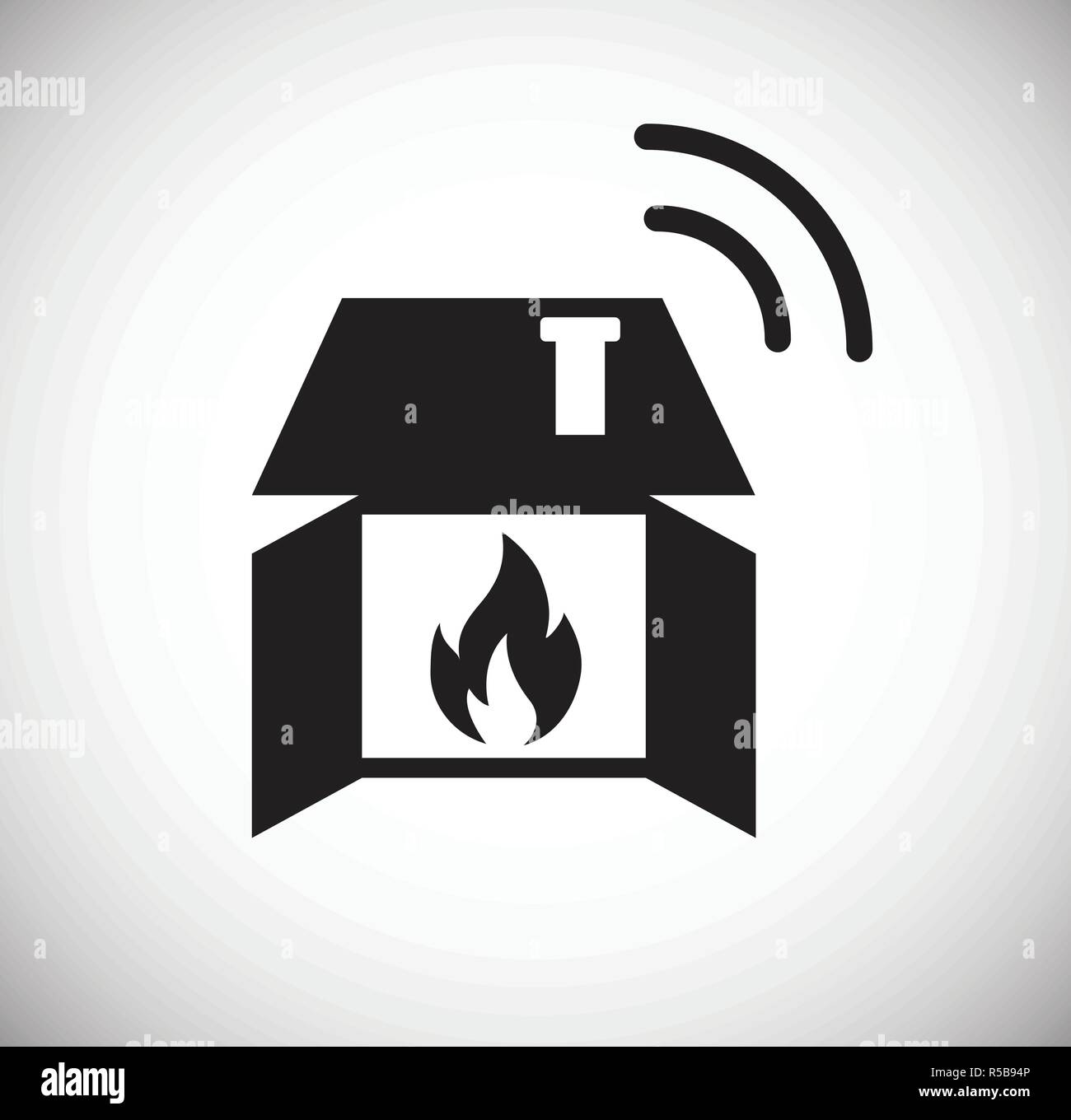 Smart fire alarm system icon on white background for graphic and web ...