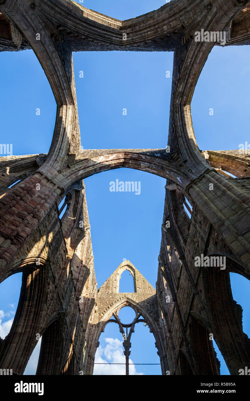 The interior arches of Tintern Abbey, Monmouthshire, Wales Stock Photo ...