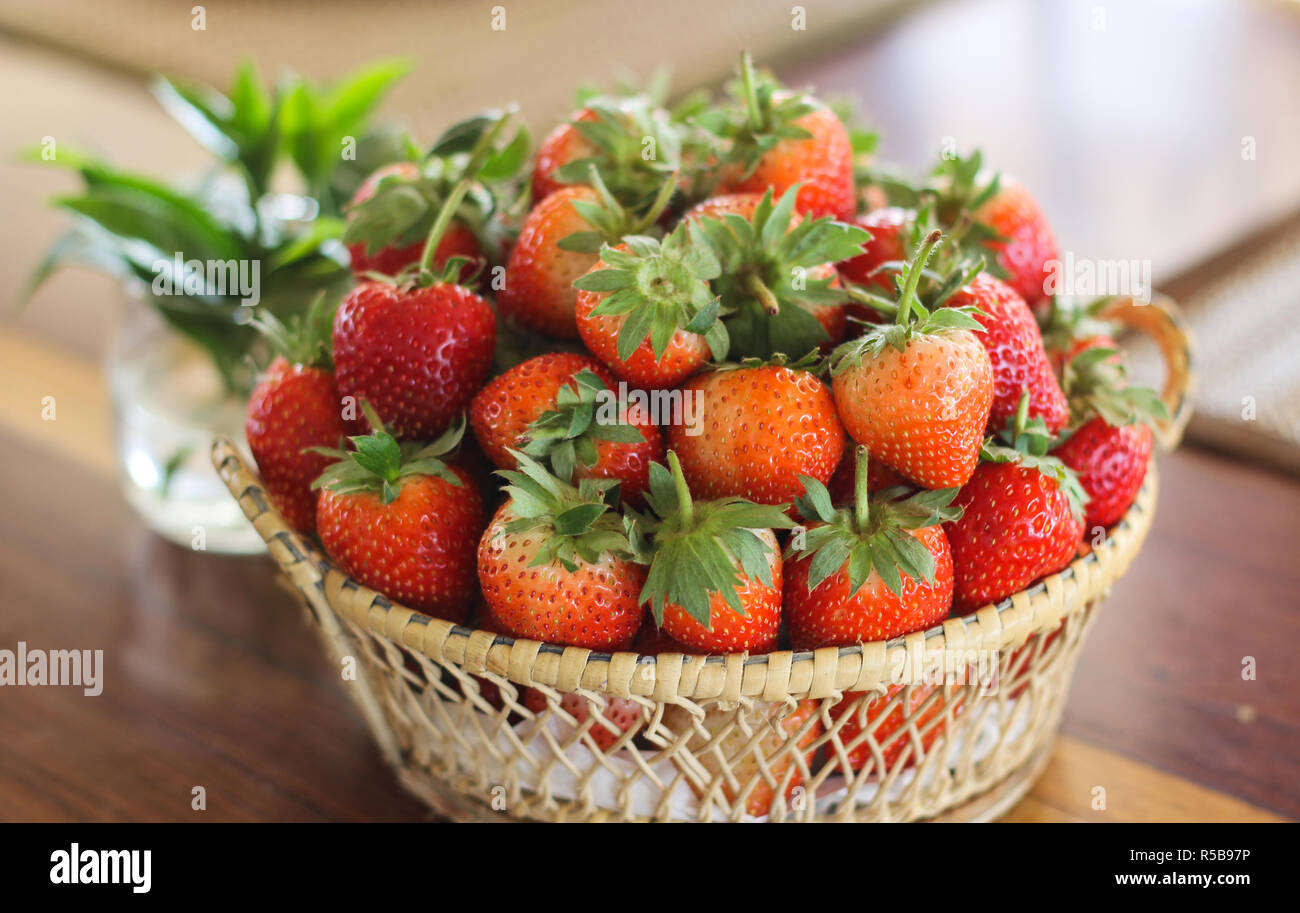 Fresh strawberry in basket Stock Photo - Alamy