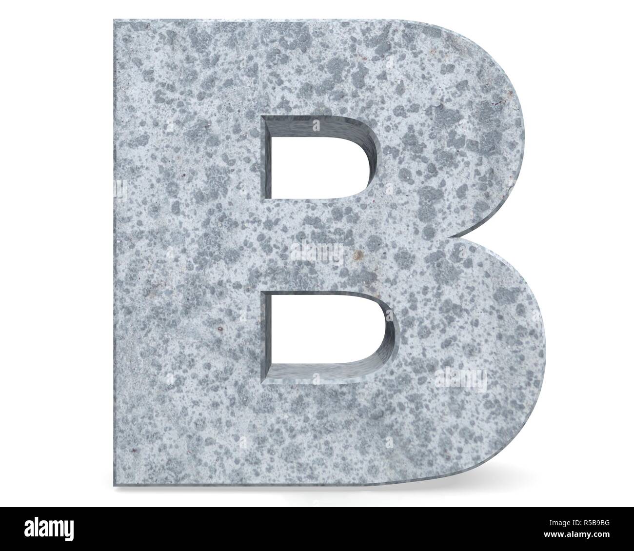 Concrete Capital Letter - B isolated on white background. 3D render ...