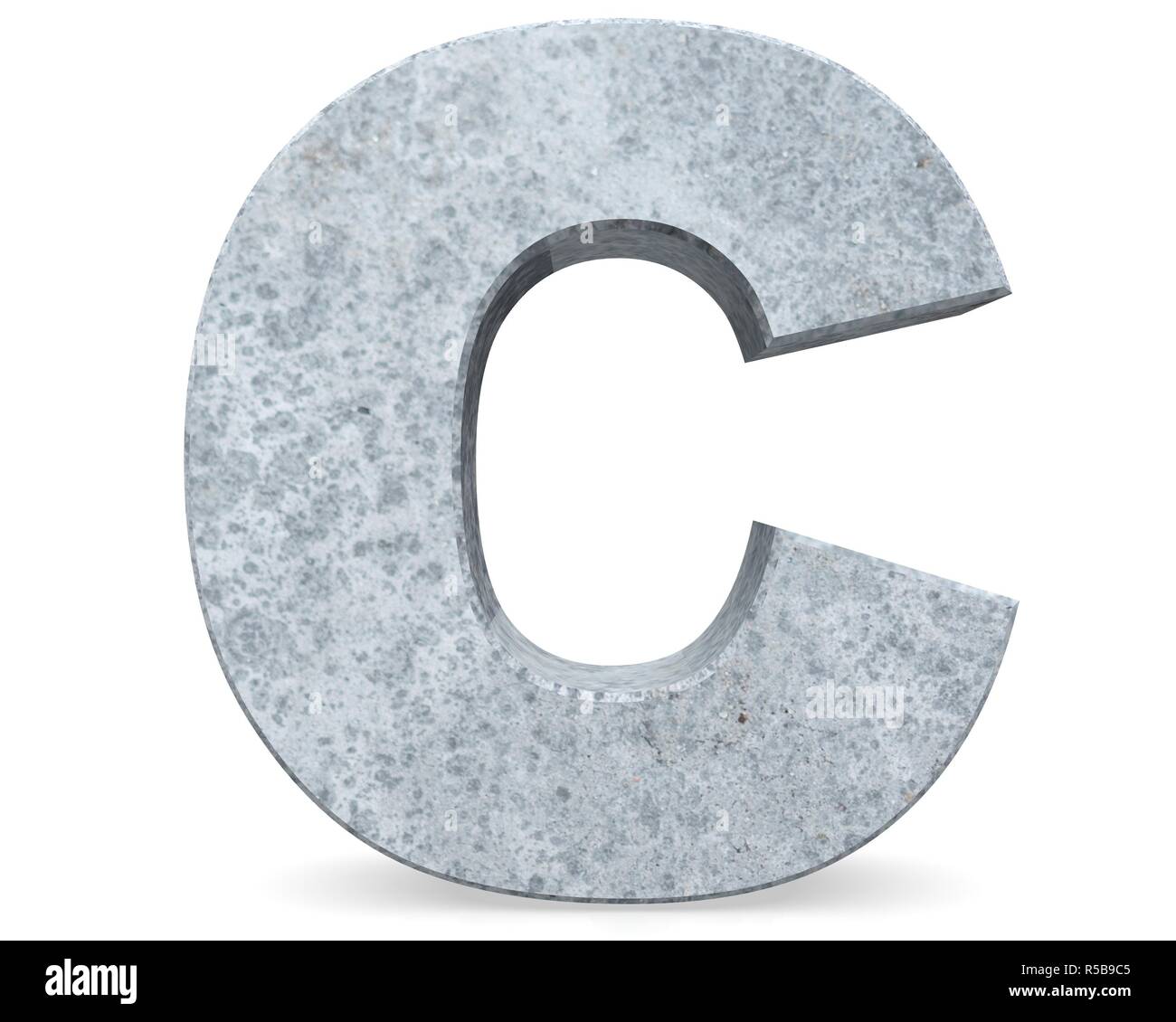 Concrete Capital Letter - C isolated on white background. 3D render ...