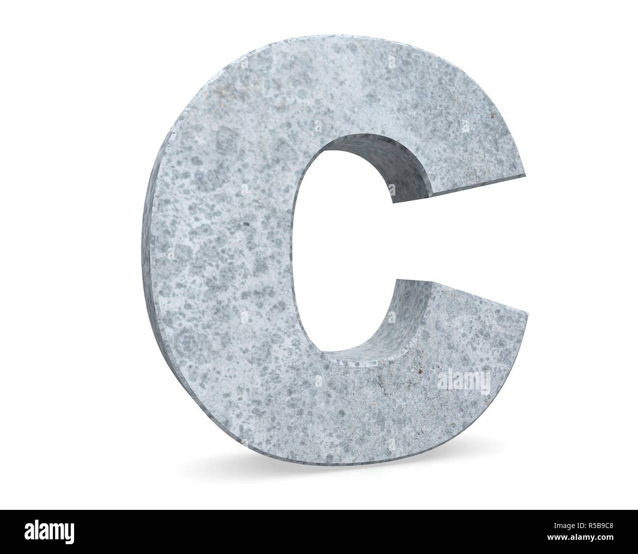 Concrete Capital Letter - C isolated on white background. 3D render ...
