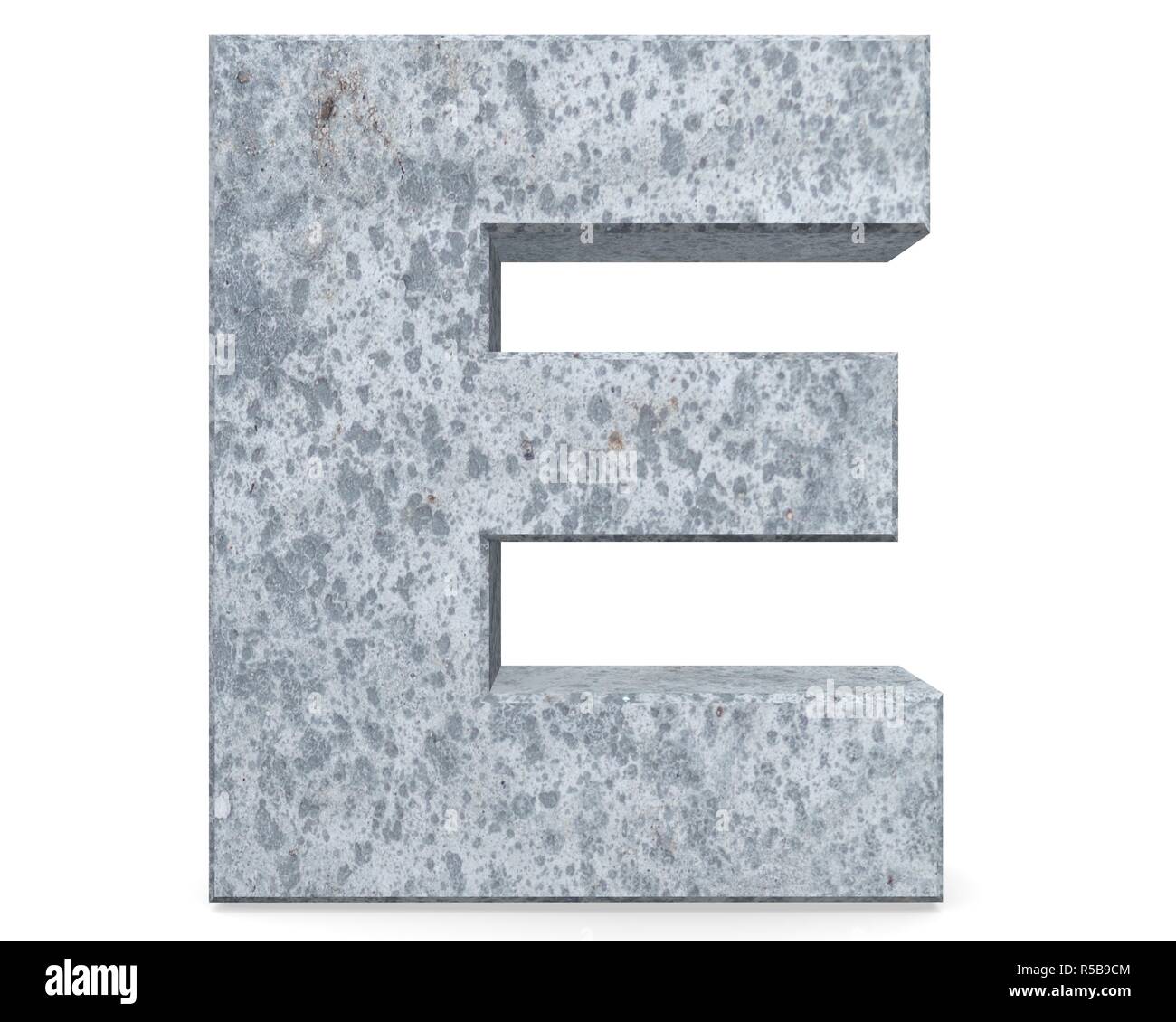Concrete Capital Letter - E isolated on white background. 3D render ...