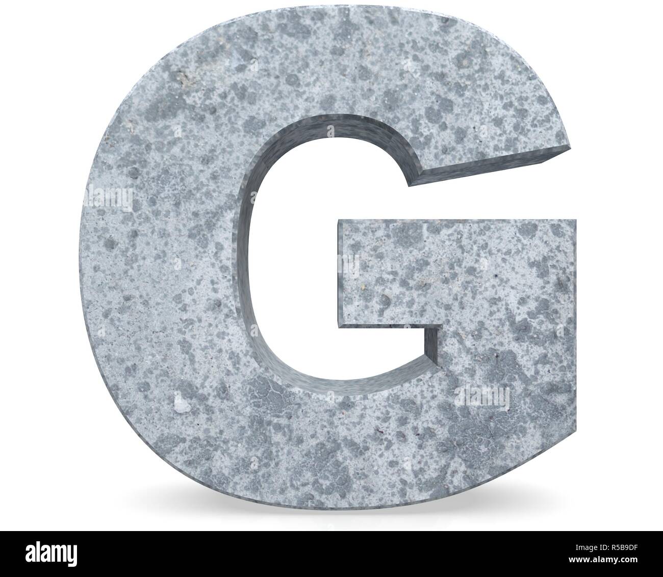 Concrete Capital Letter - G isolated on white background. 3D render ...