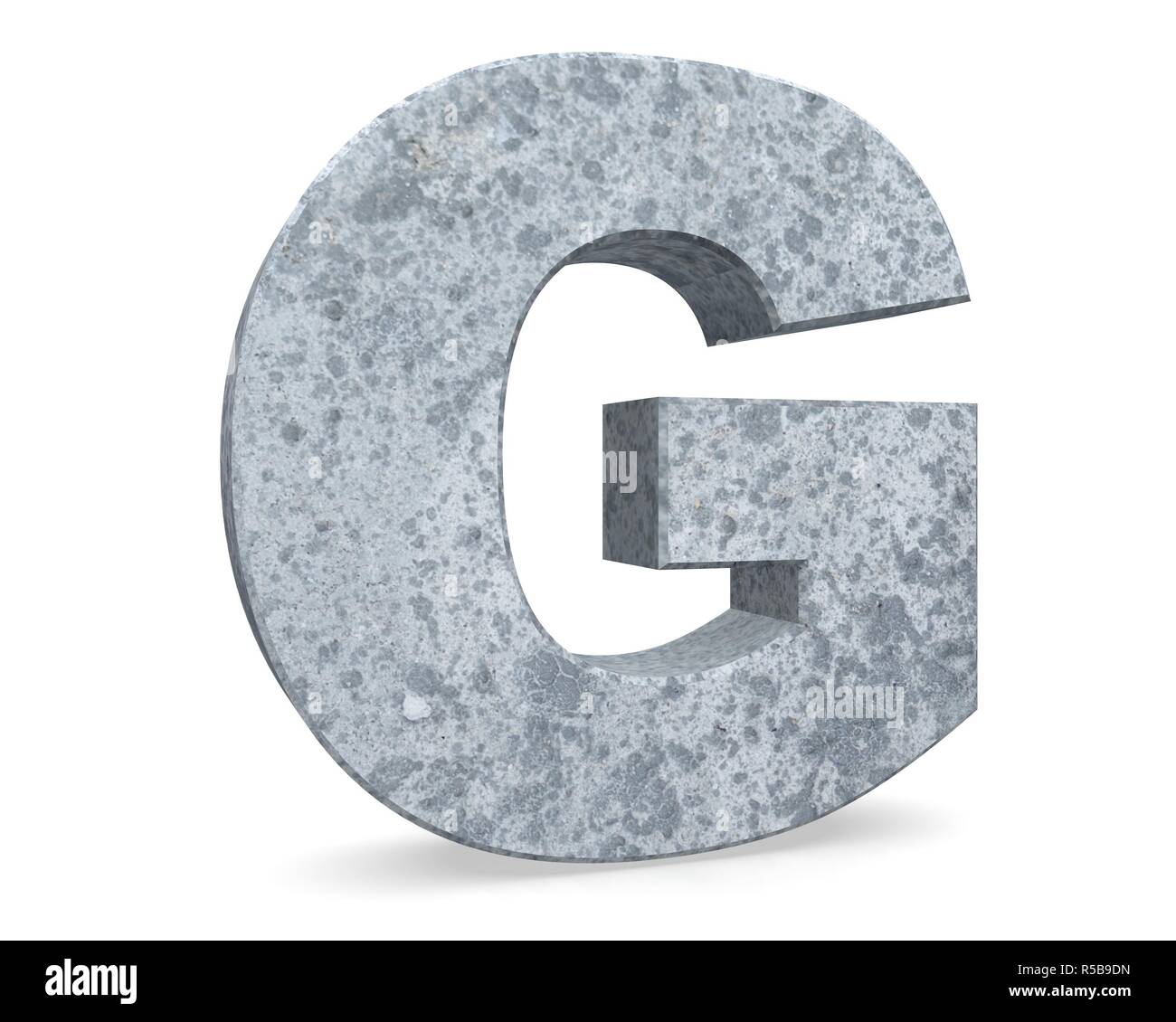 Concrete Capital Letter - G isolated on white background. 3D render ...