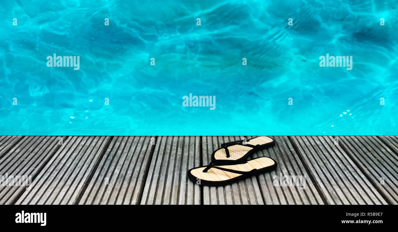 swimming pool with slippers Stock Photo - Alamy