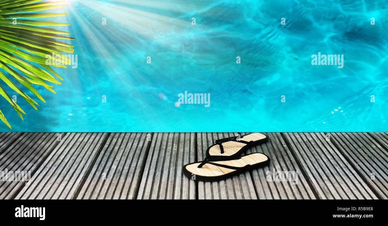 swimming pool with slippers Stock Photo - Alamy