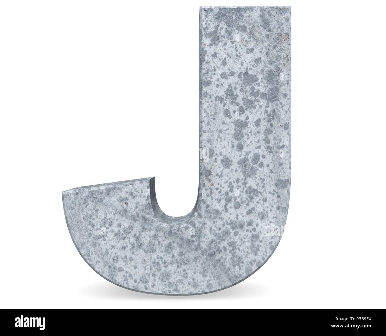 Concrete Capital Letter - J isolated on white background. 3D render ...