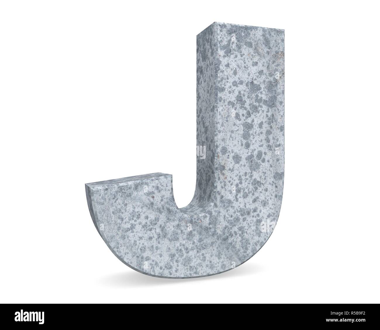Concrete Capital Letter - J isolated on white background. 3D render ...
