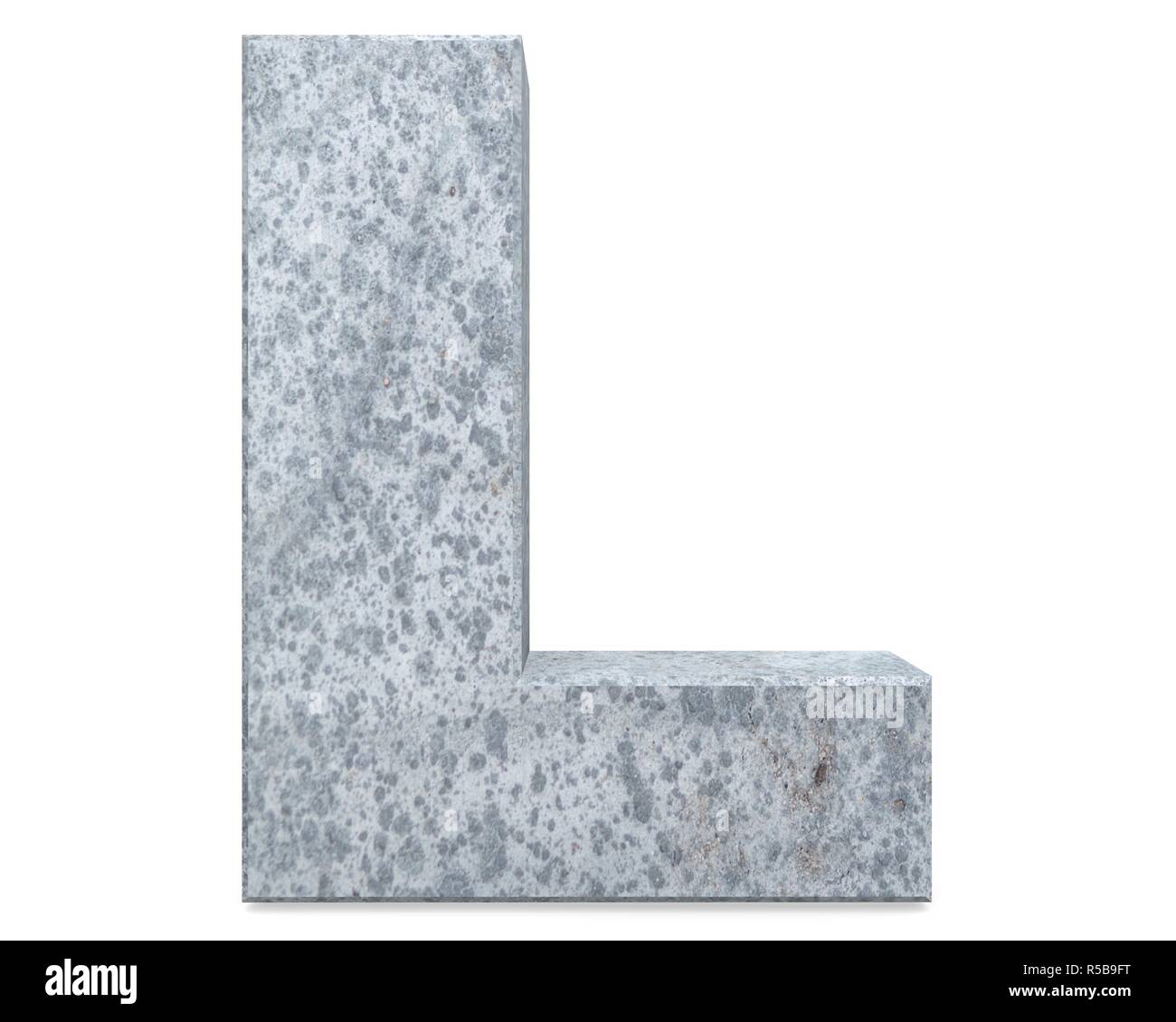 Concrete Capital Letter - L isolated on white background. 3D render ...