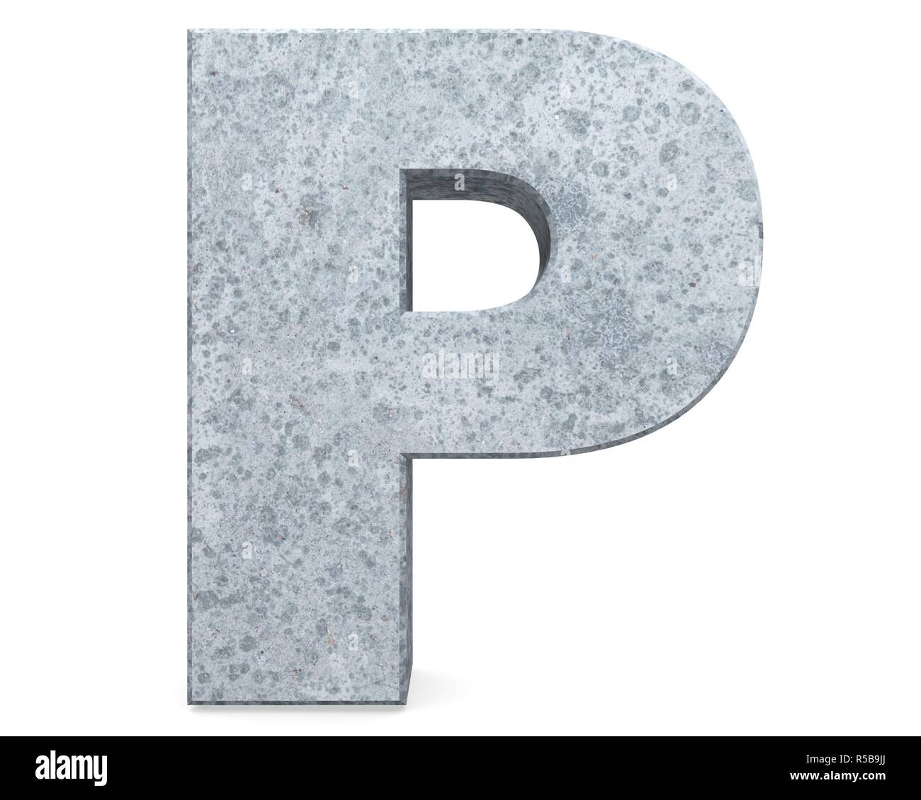 Concrete Capital Letter - P isolated on white background. 3D render ...