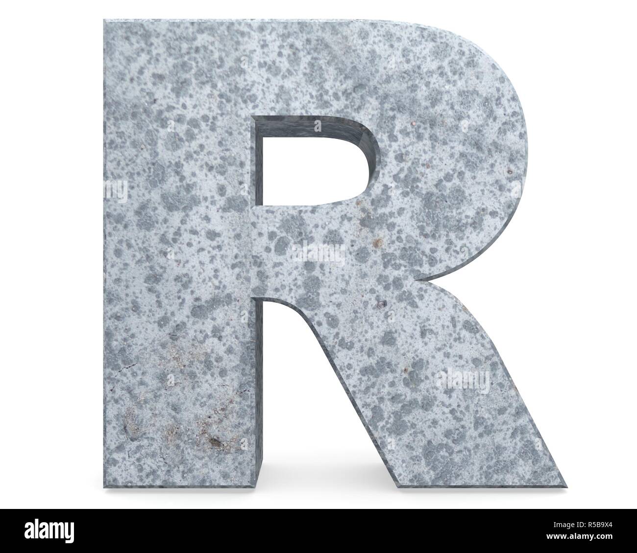 Concrete Capital Letter - R isolated on white background. 3D render ...