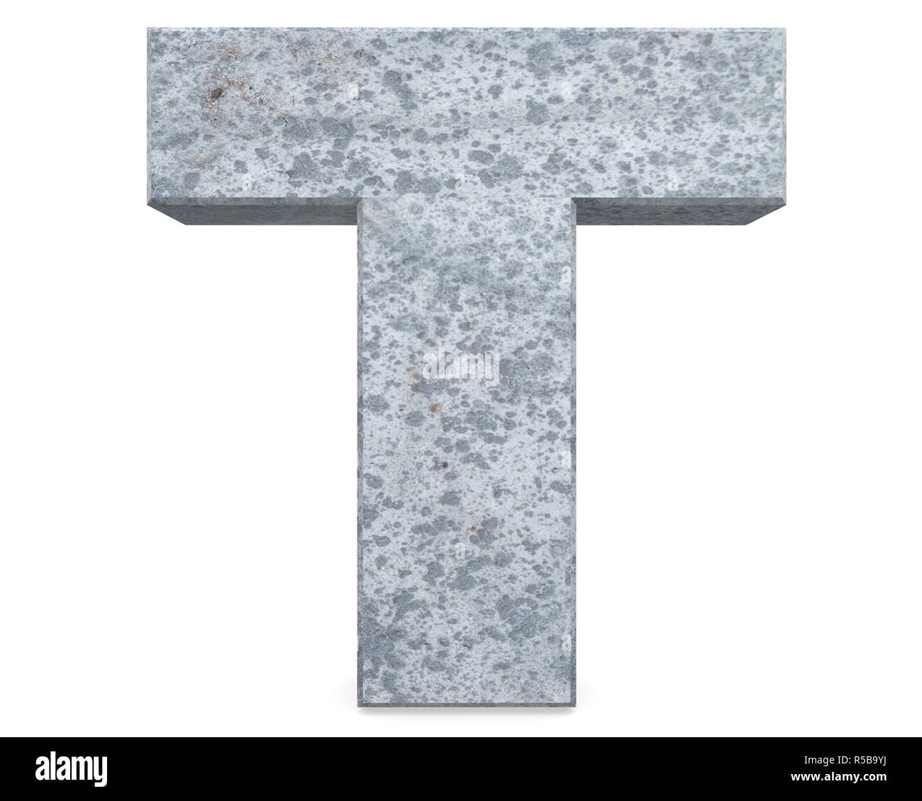 Concrete Capital Letter - T isolated on white background. 3D render ...