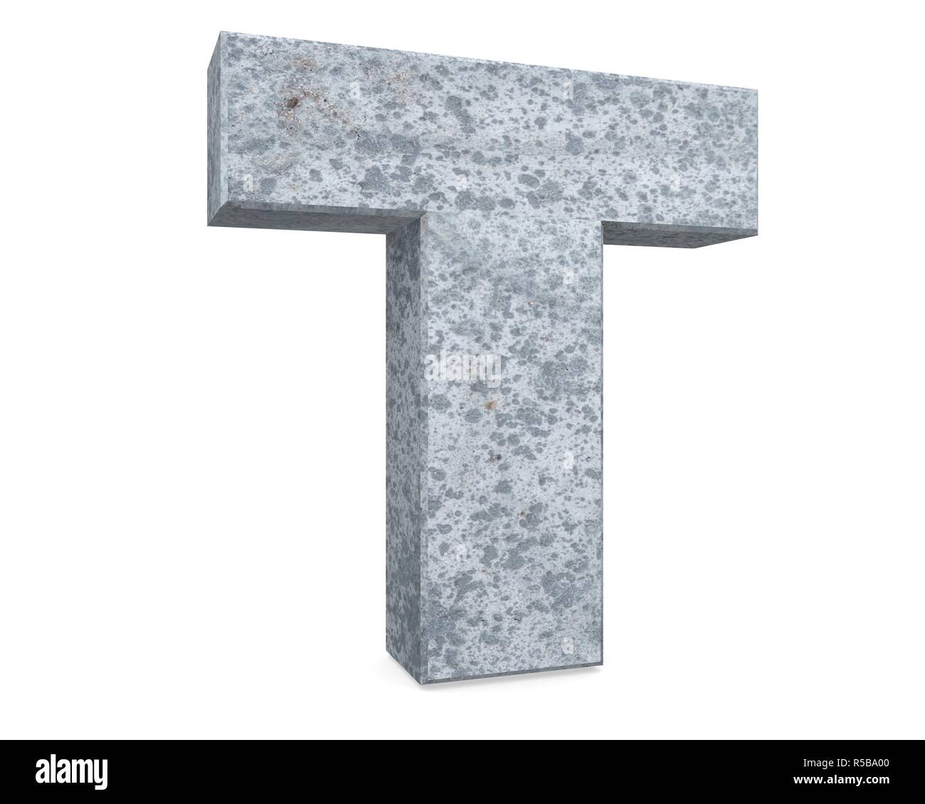 Concrete Capital Letter - T isolated on white background. 3D render ...