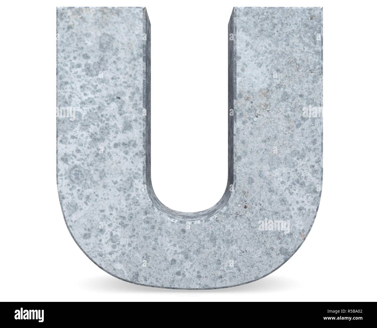 Concrete Capital Letter - U isolated on white background. 3D render ...