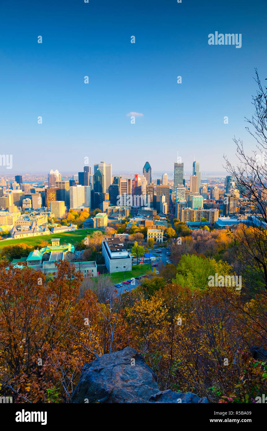 Canada, Quebec, Montreal. Downtown from Mount Royal Park or Parc du ...