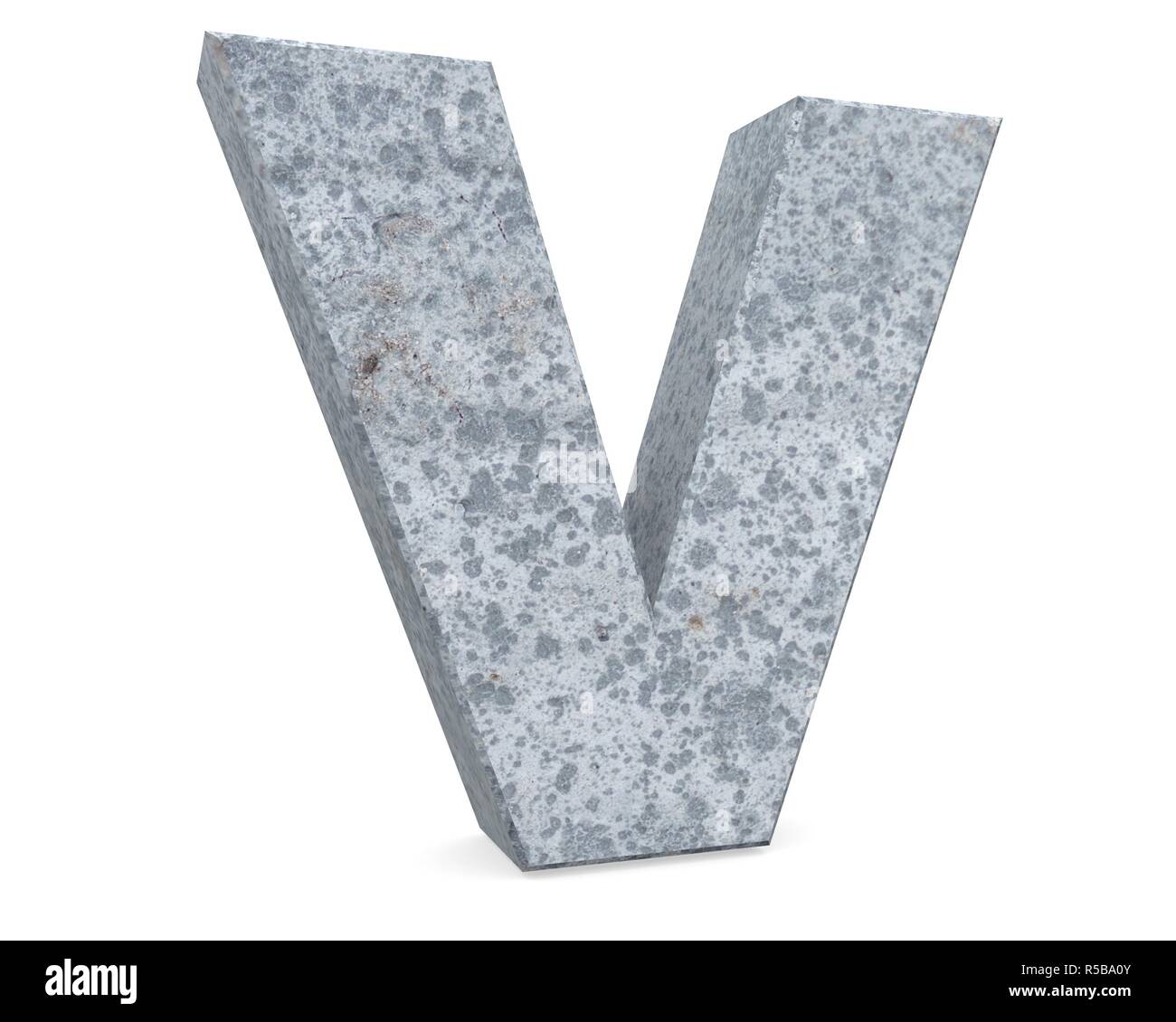 Concrete Capital Letter - V isolated on white background. 3D render ...