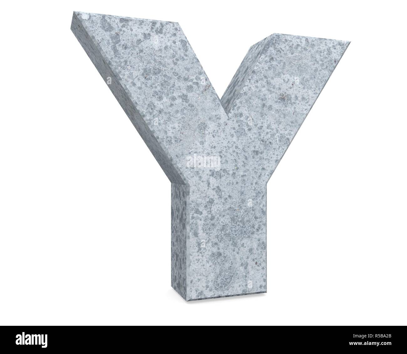 Concrete Capital Letter - Y isolated on white background. 3D render ...