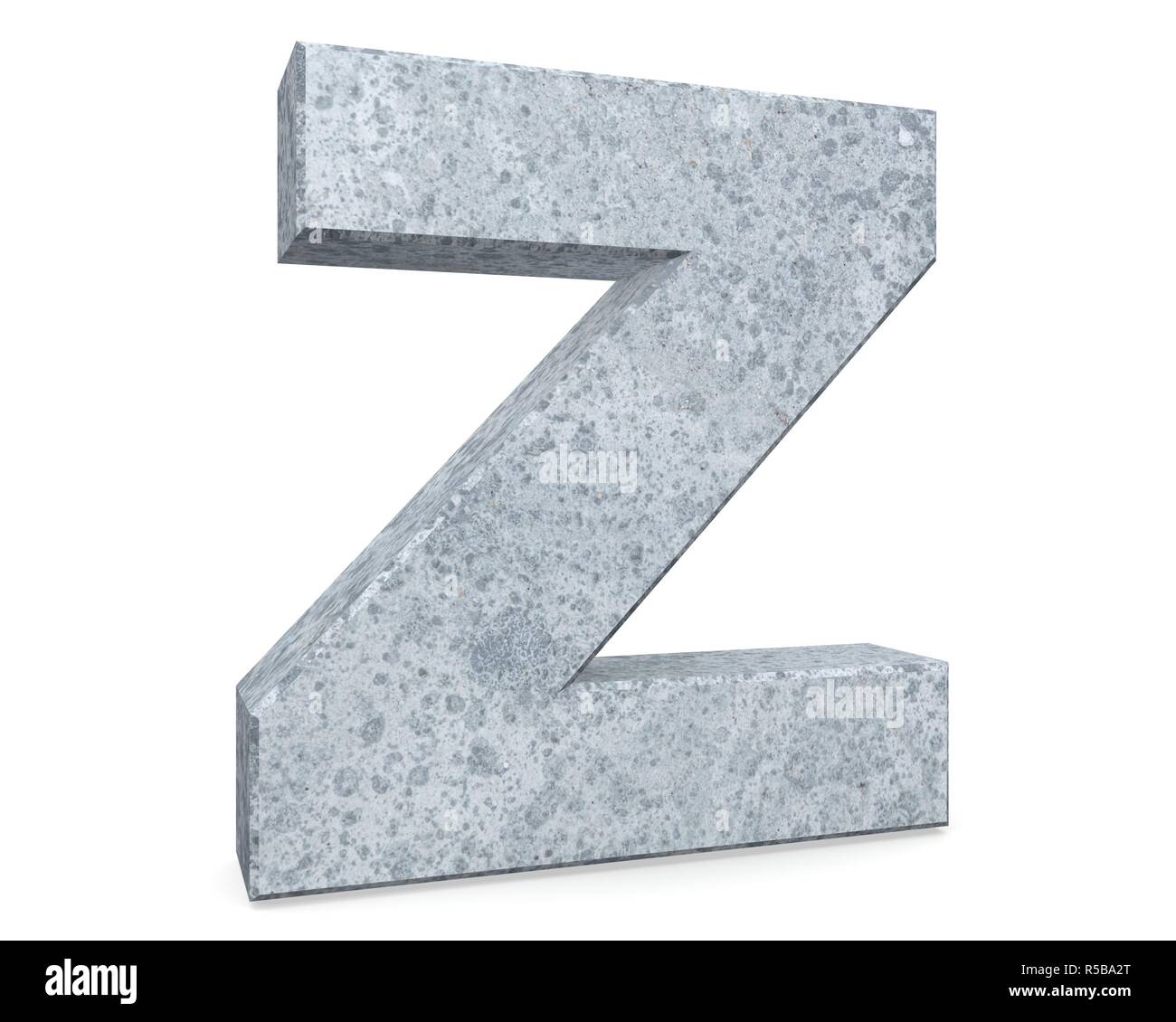 Concrete Capital Letter - Z isolated on white background. 3D render ...