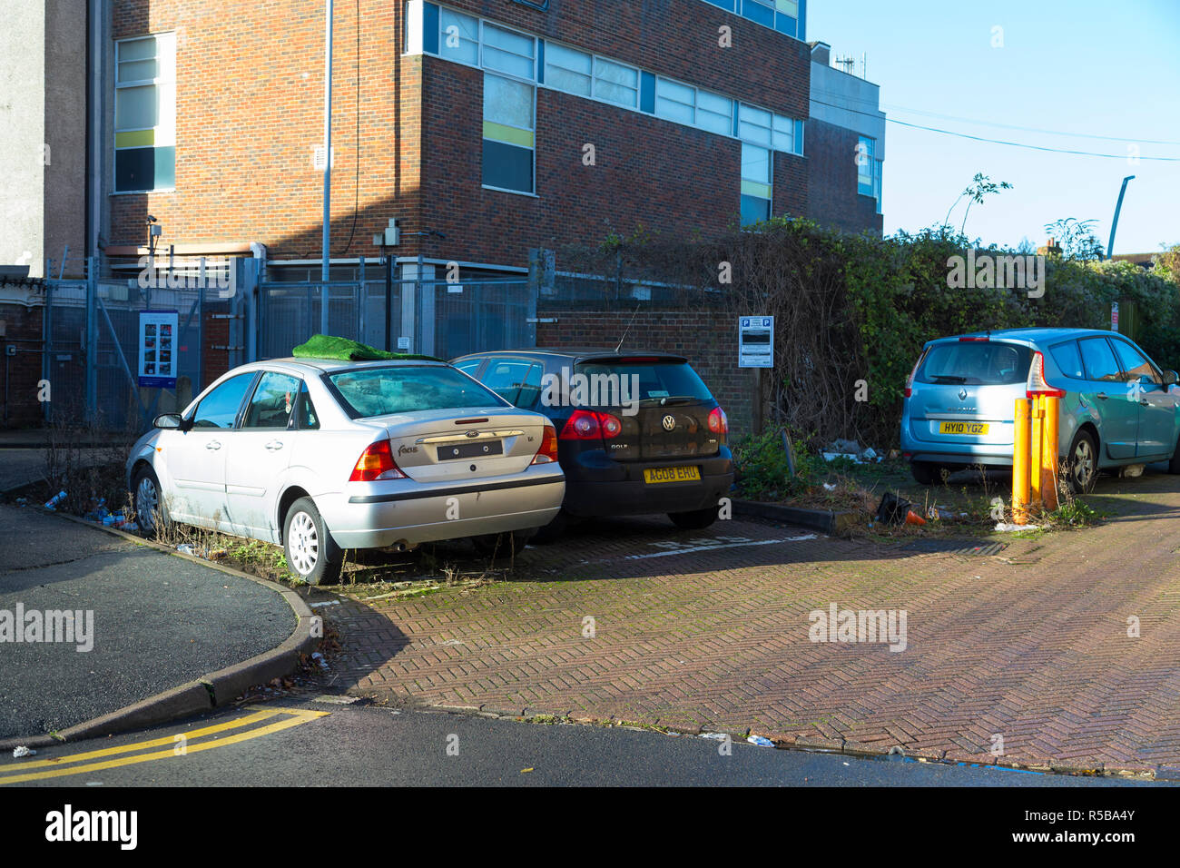 Car with no number plate parked in a car parking space, ashford, kent ...