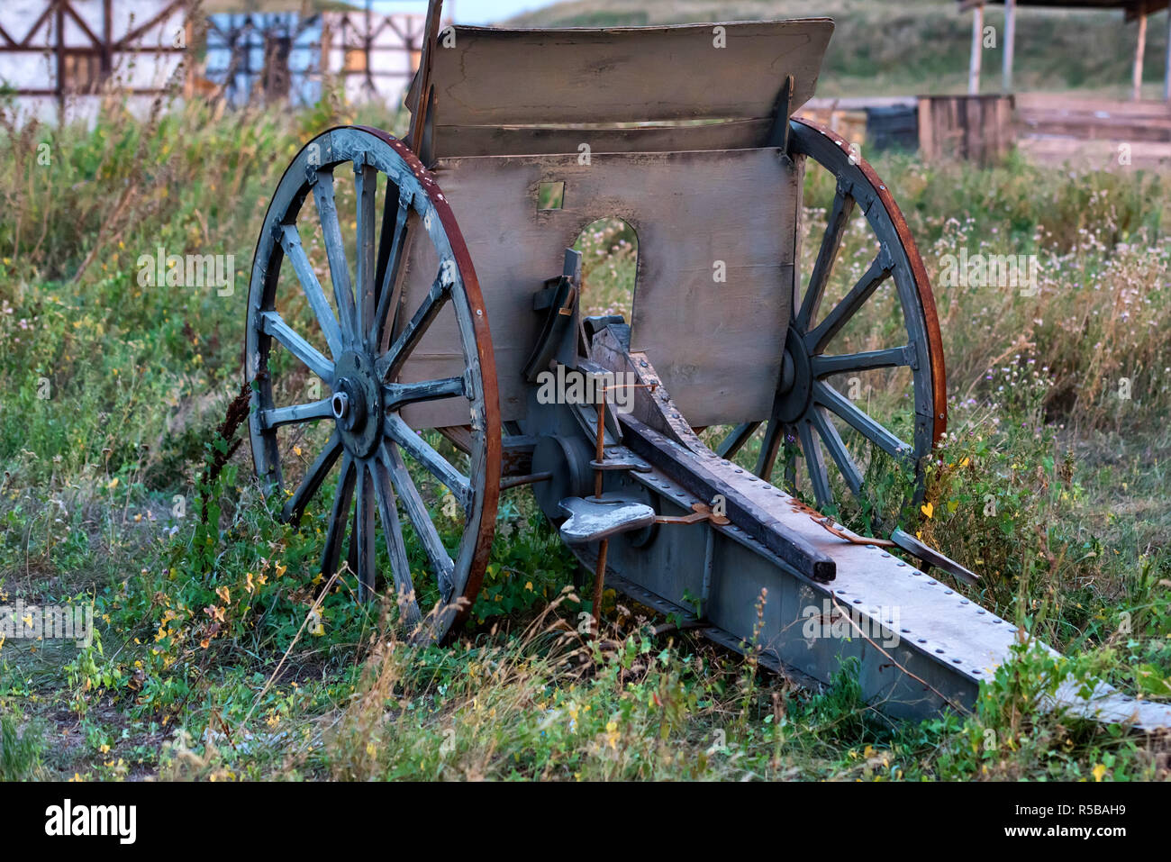 Part of old decorative cannon standing outdoors Stock Photo - Alamy