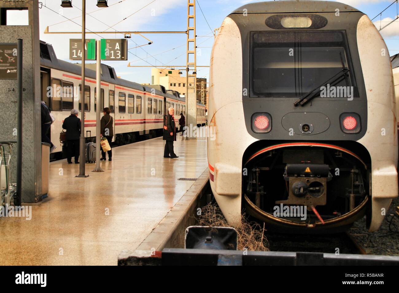 Alicante, Spain-November 27, 2018: Trains and passengers waiting for ...
