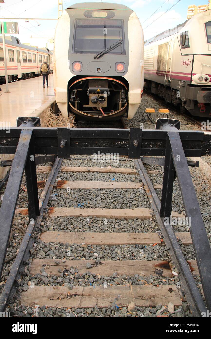 Alicante, Spain-November 27, 2018: Trains and passengers waiting for ...