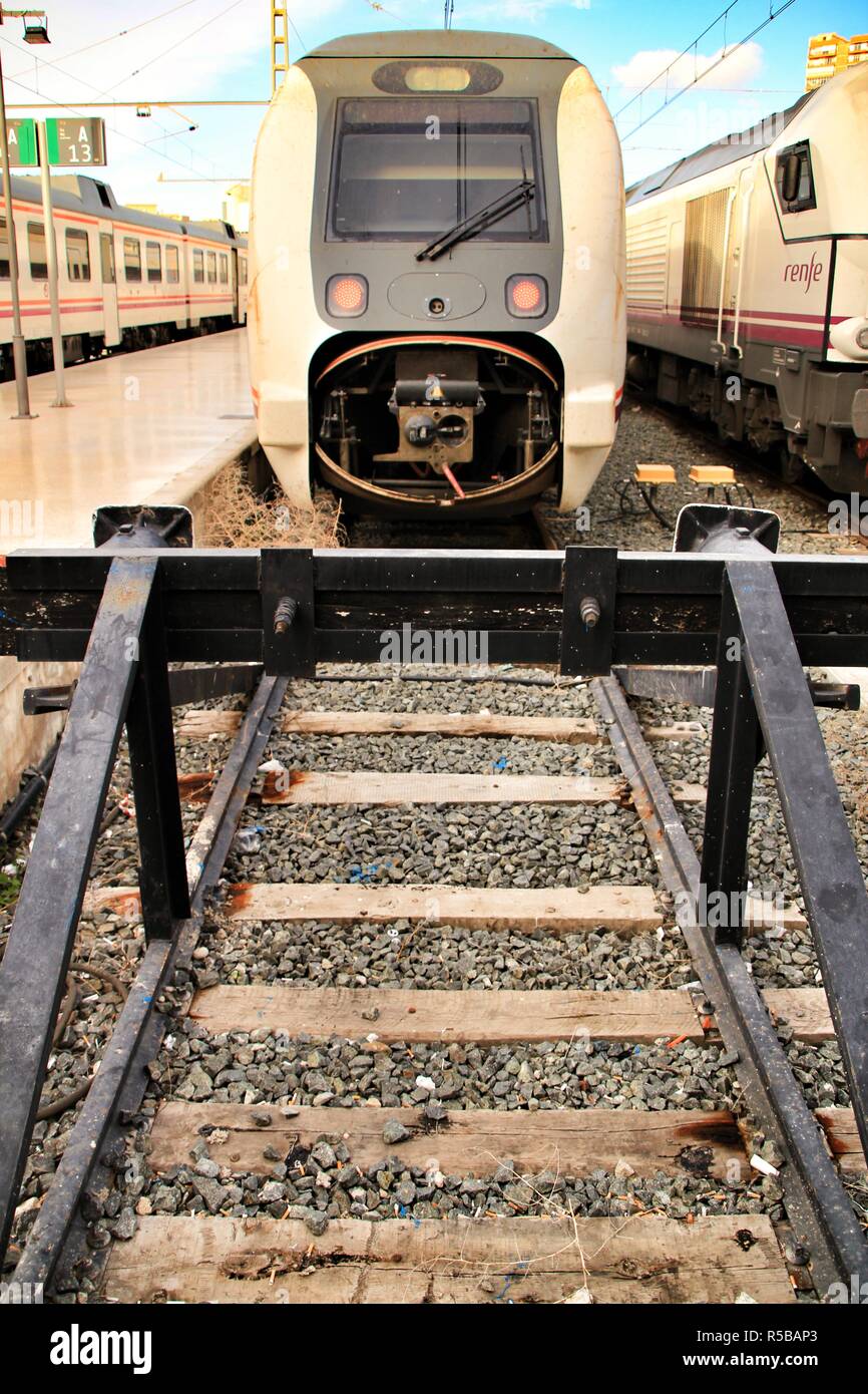 Alicante, Spain-November 27, 2018: Trains and passengers waiting for ...