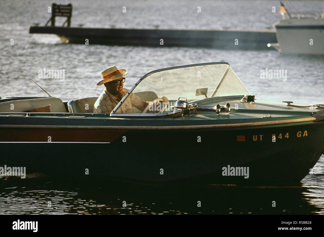 Arizona - Lake Powell - Man in his boat ca. 1973 Stock Photo - Alamy