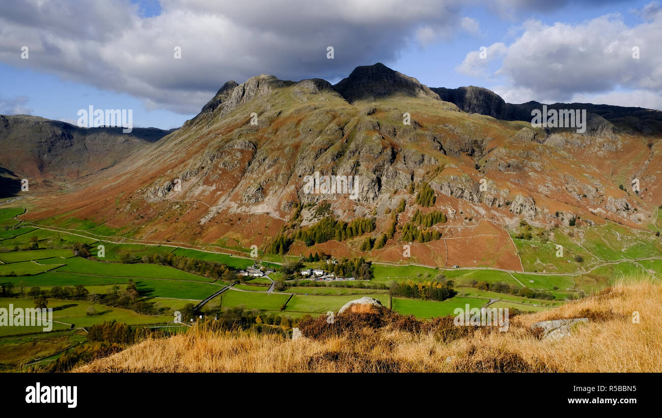 Langdale Pikes from Side Pike, Lake District National Park, Cumbria ...