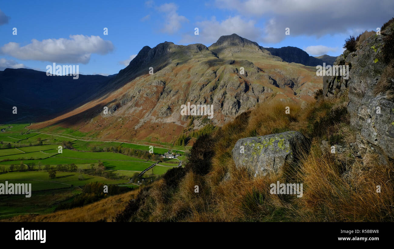 Langdale Pikes from Side Pike, Lake District National Park, Cumbria ...