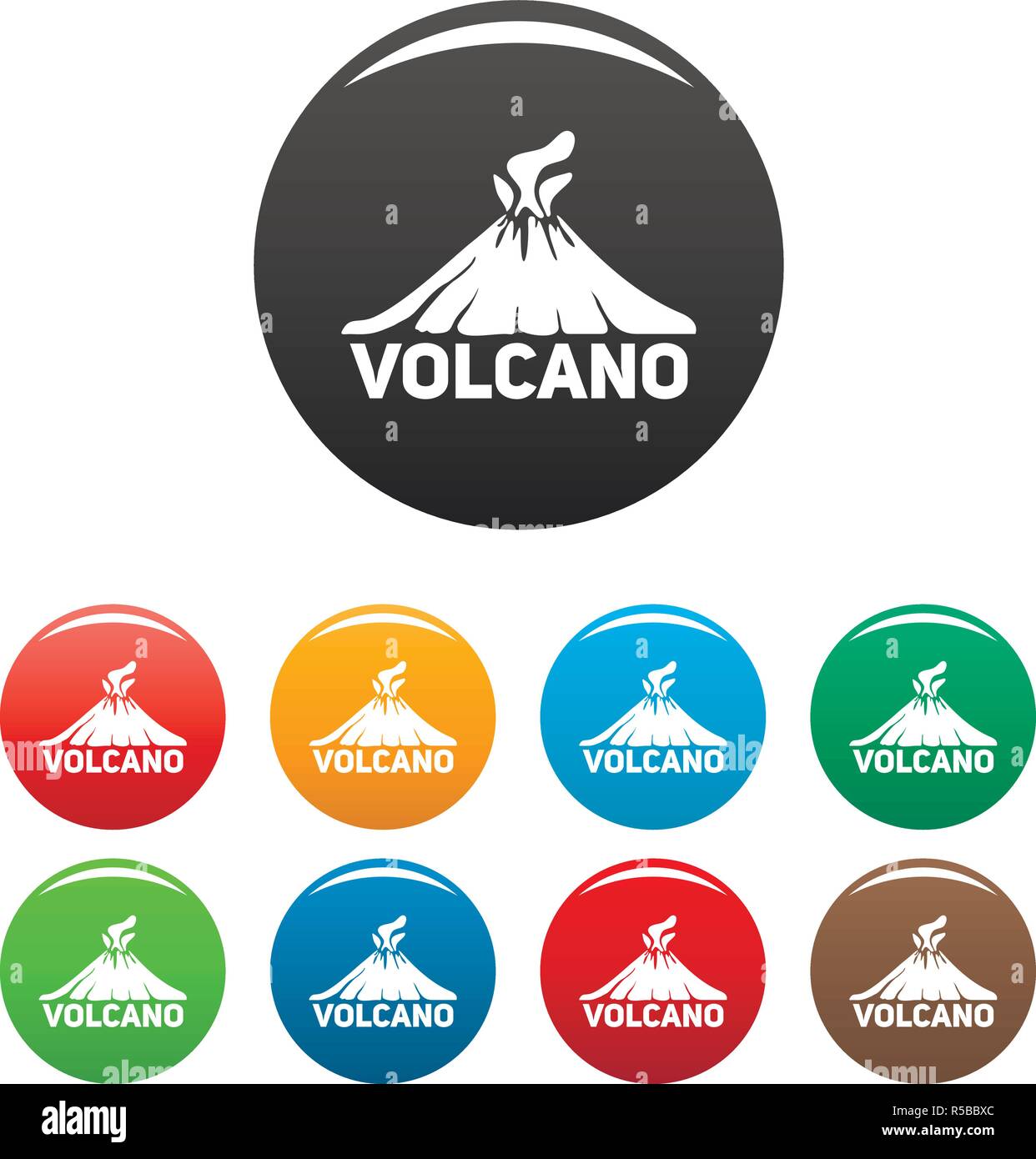 Volcano mountain icons set 9 color vector isolated on white for any ...