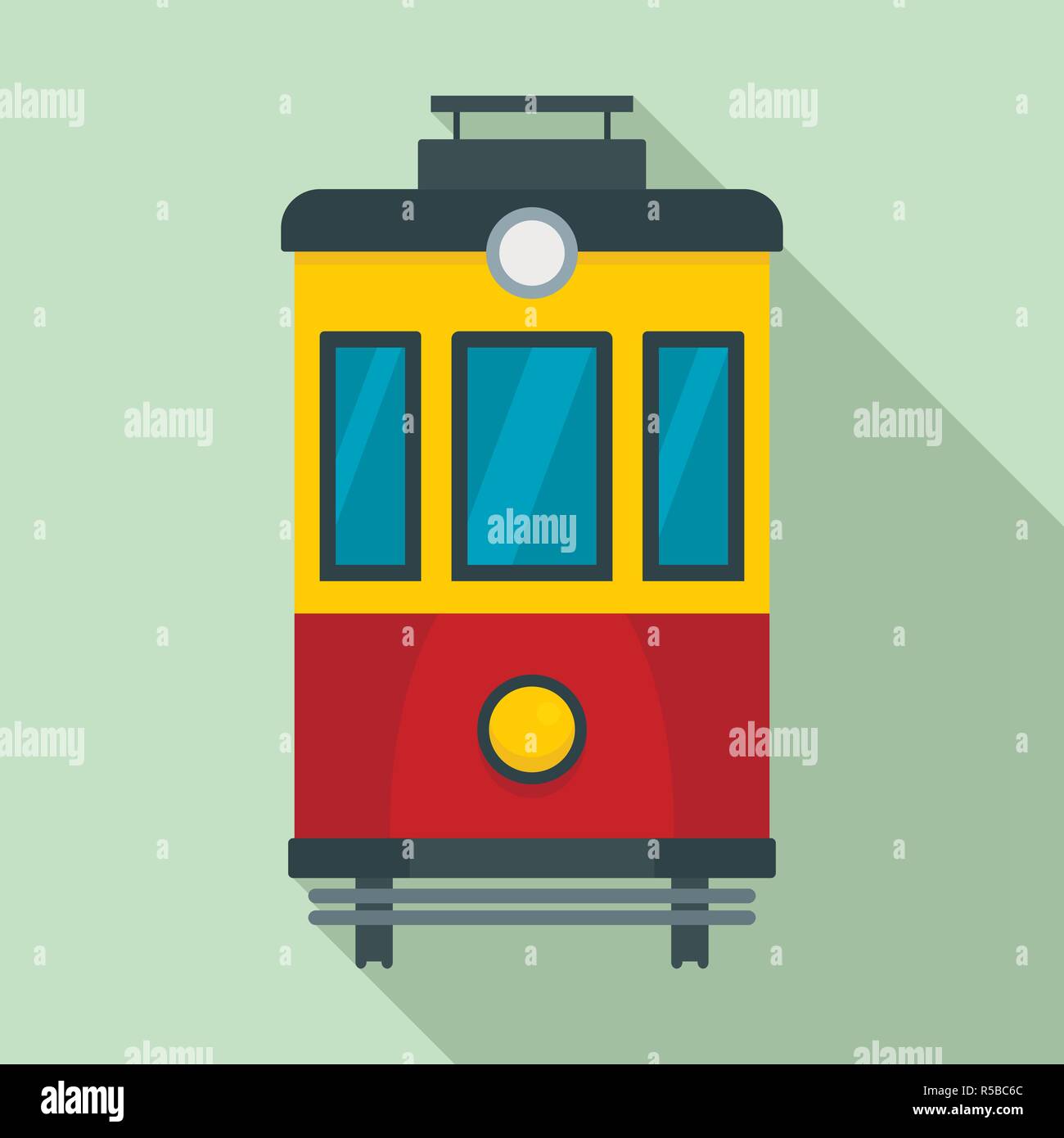 Front view tram icon. Flat illustration of front view tram vector icon ...
