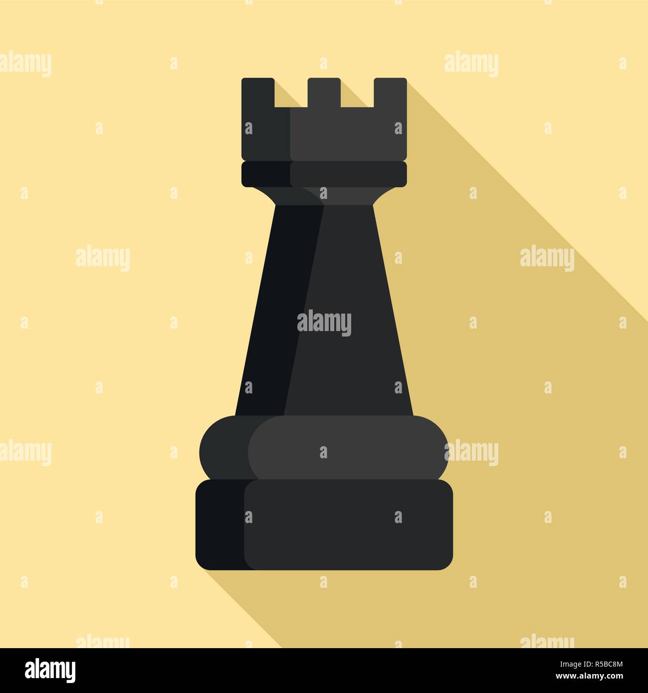 Black rook piece icon. Flat illustration of black rook piece vector ...