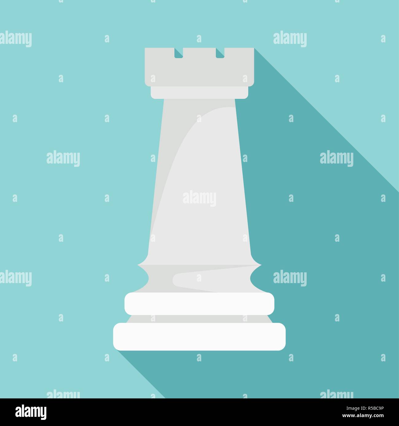 White piece rook icon. Flat illustration of white piece rook vector ...