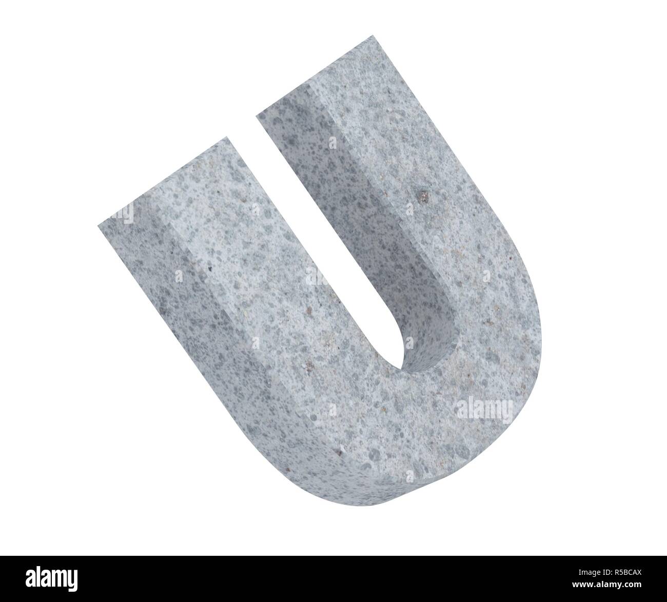Concrete Capital Letter - U isolated on white background. 3D render ...